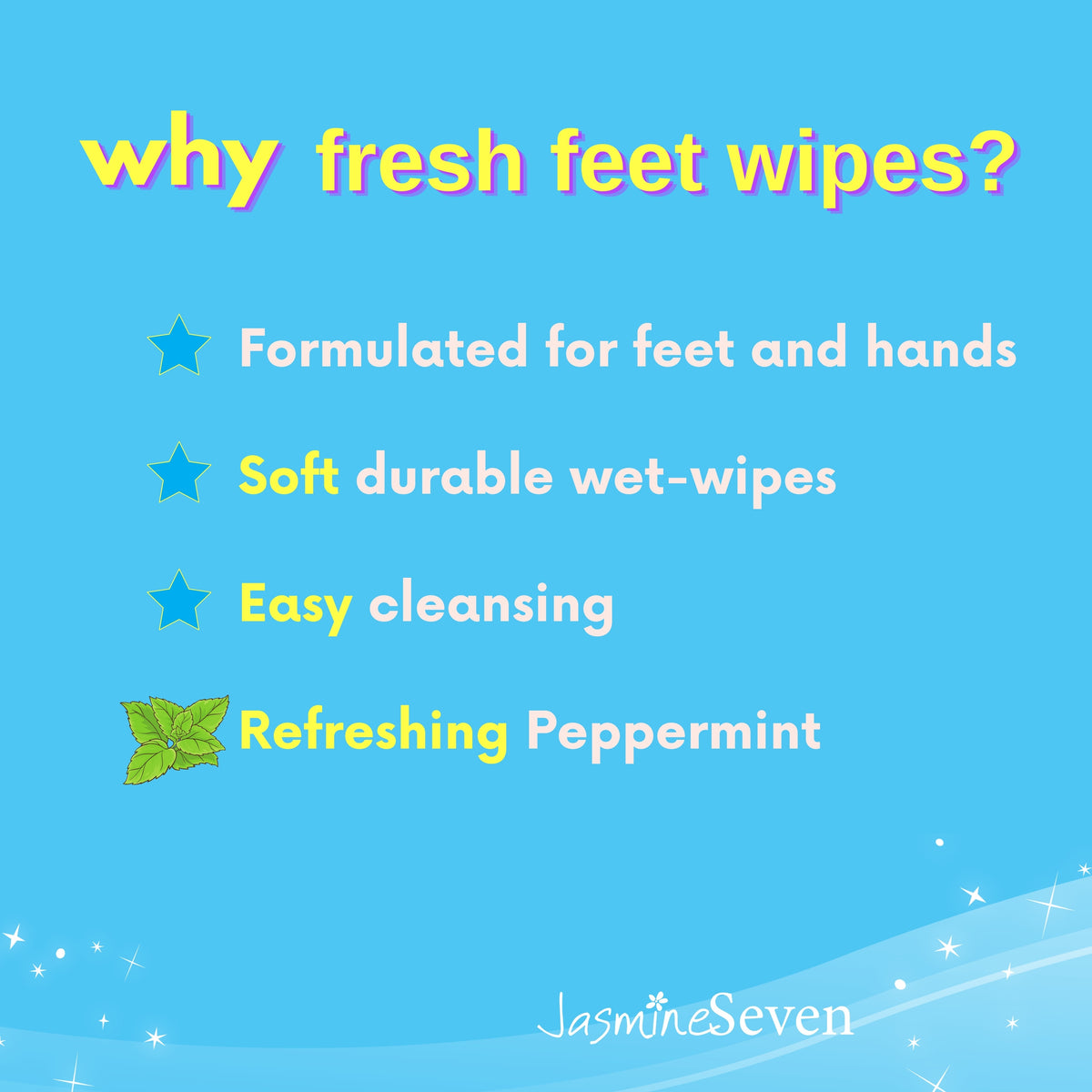 Fresh Feet Wipes - Peppermint 45ct Canister – Jasmine Seven
